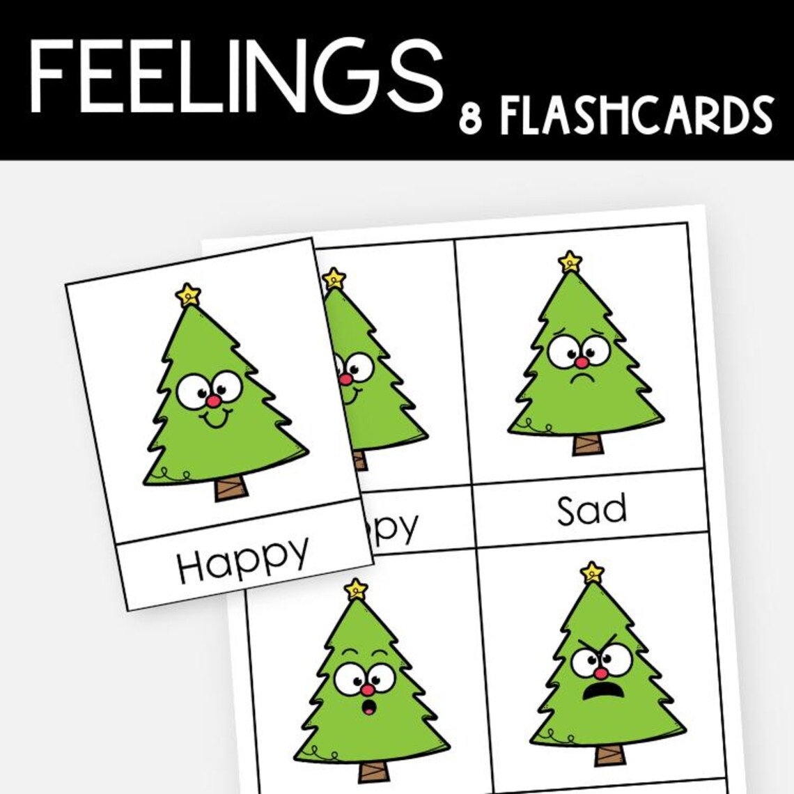 Christmas Tree Feelings Check in Chart, Emotions SEL Flashcards ...