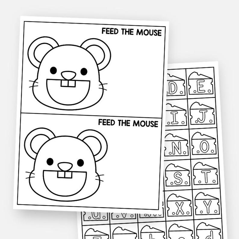 Feed the Mouse, Preschool Sensory Bin Cards, Printable Pet Feeding ...