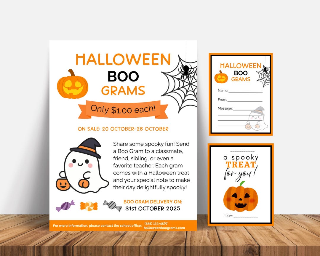 Boo Gram, Editable Halloween Candy Grams PTA PTO Printable Flyer ...