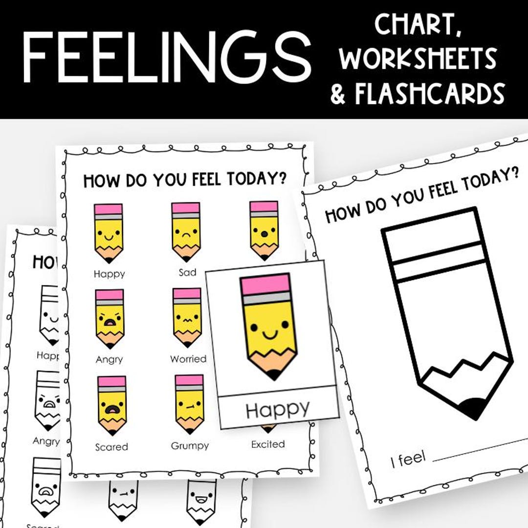 Pencil Feelings Check in Chart, Back to School SEL Flashcards ...