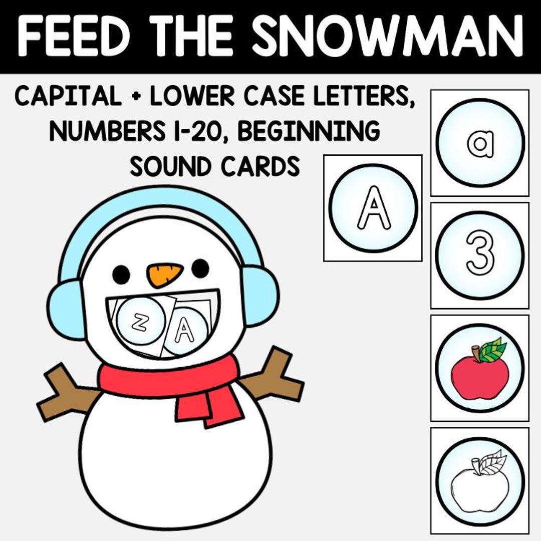Feed the Snowman, Winter Sensory Bin Cards, Christmas Preschool Sensory ...