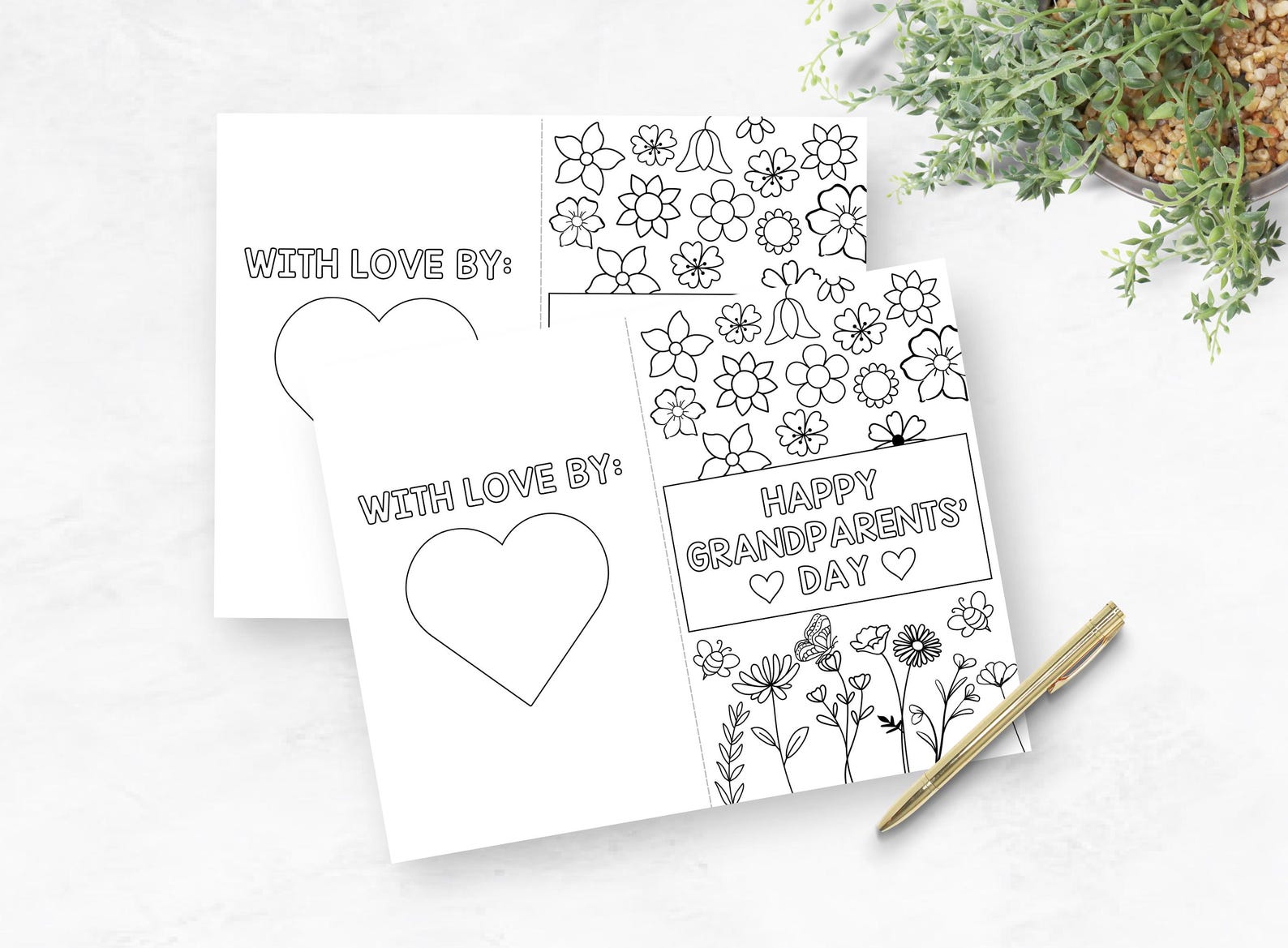 Grandparents Day Printable, Grandparents Craft, DIY Coloring Card, Gift ...