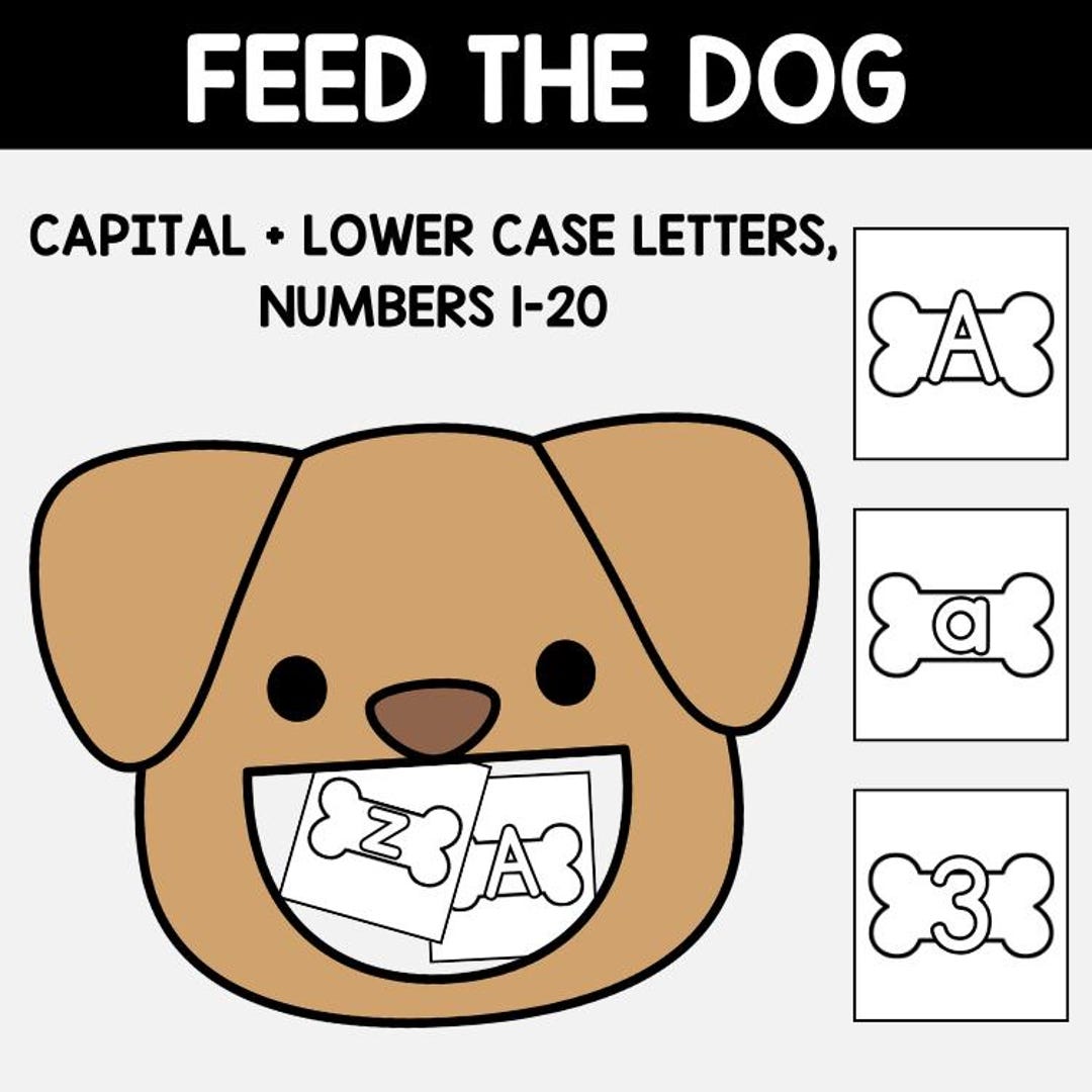 Feed the Dog, Preschool Sensory Bin Cards, Printable Pet Feeding ...
