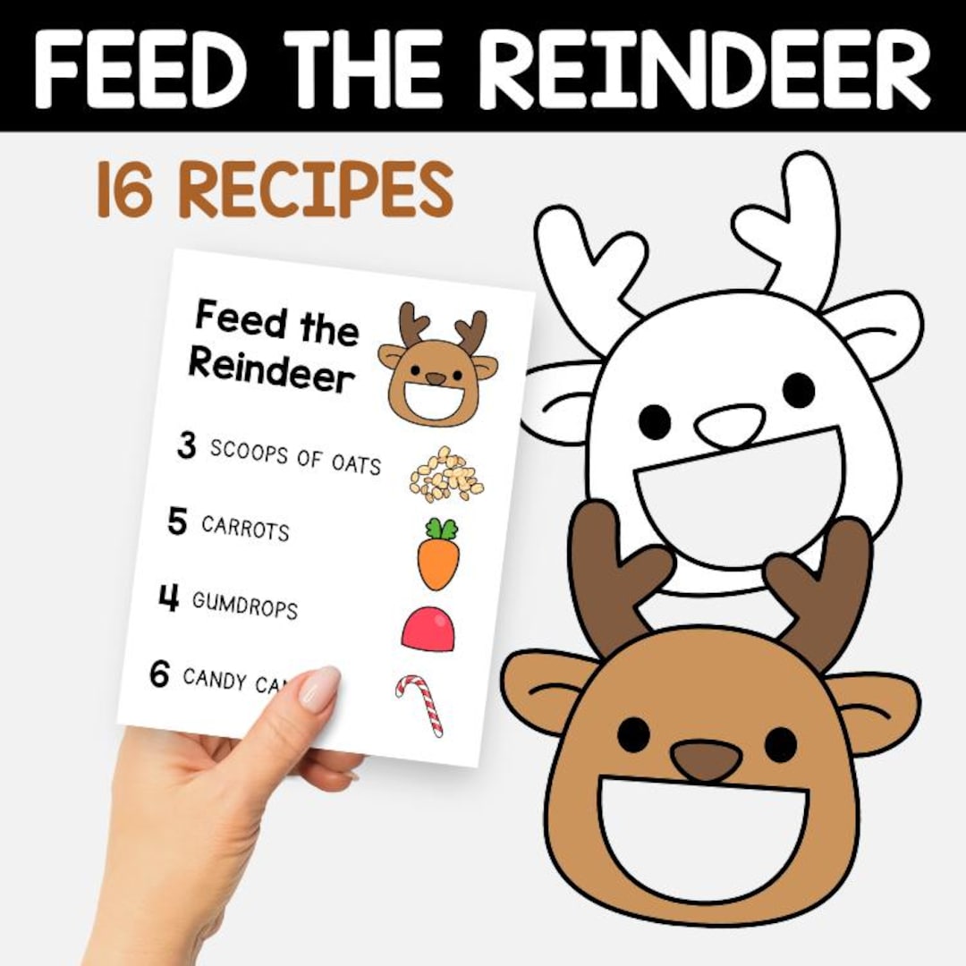 Feed the Reindeer, 16 Christmas Sensory Bin Recipe Cards, Holiday ...