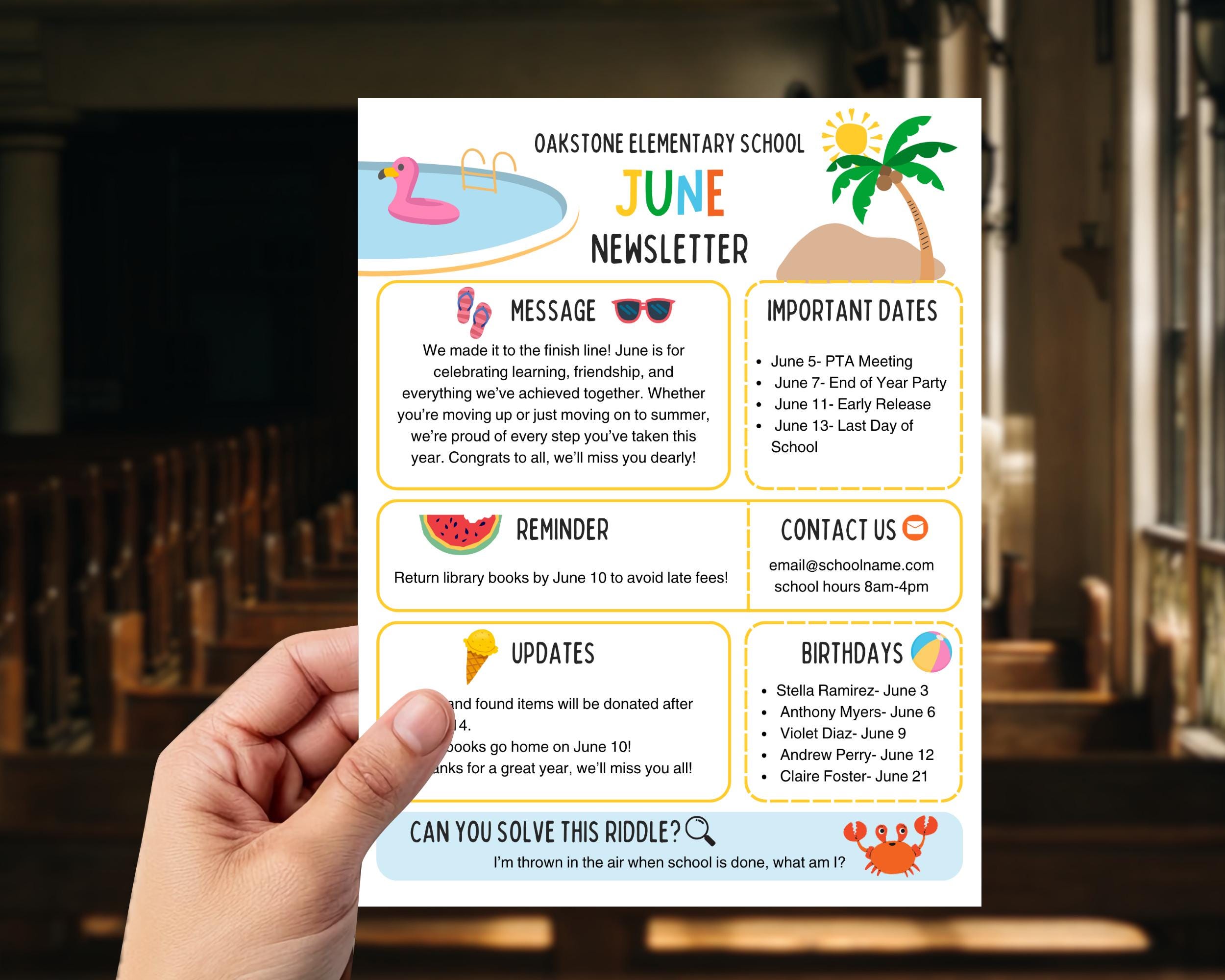 Monthly Newsletter Template Bundle, Editable PTA PTO Newsletters ...