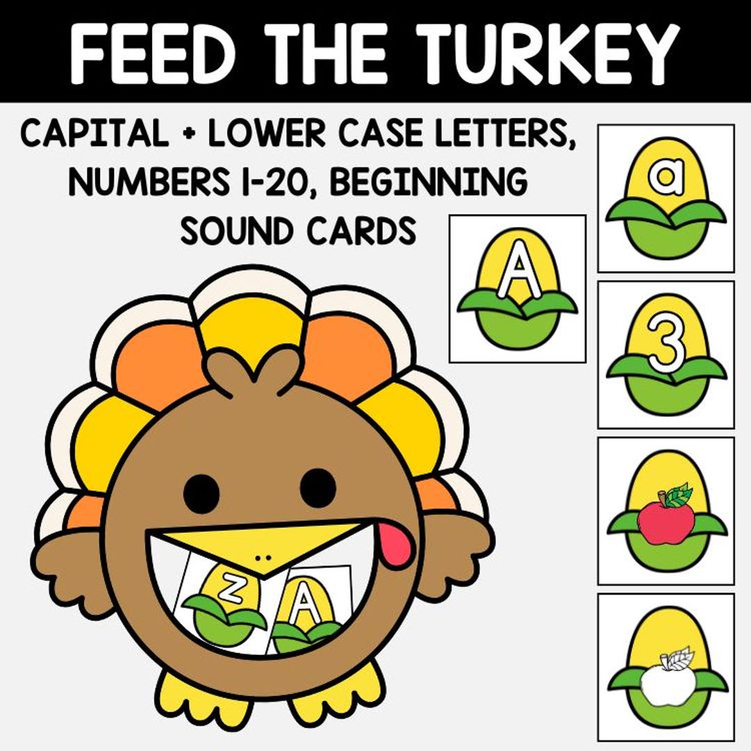 Feed the Turkey, Thanksgiving Sensory Bin Cards, Fall Preschool Sensory ...