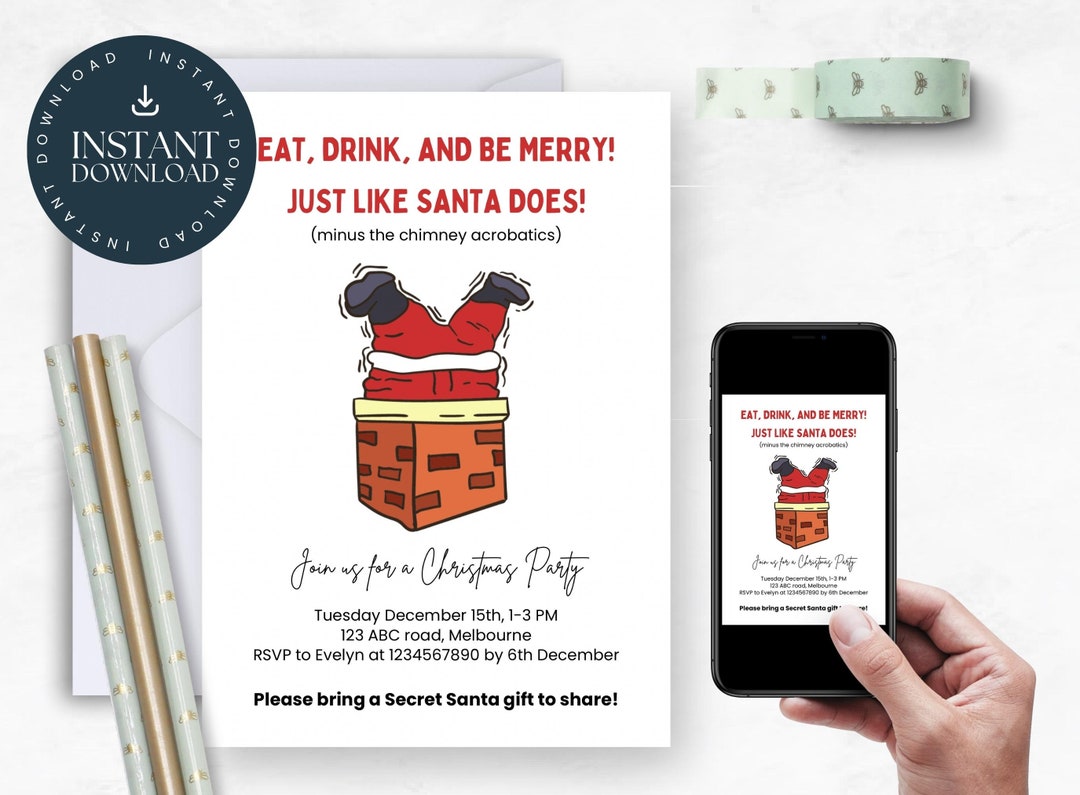 Editable Funny Christmas Invitation Template Printable Xmas - Etsy