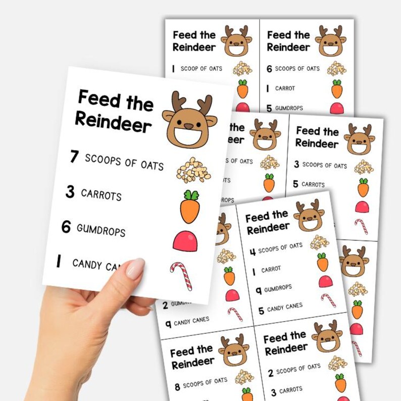Feed the Reindeer, 16 Christmas Sensory Bin Recipe Cards, Holiday ...