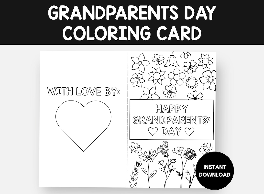 Grandparents Day Printable, Grandparents Craft, DIY Coloring Card, Gift ...