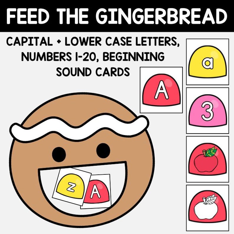 Feed the Gingerbread, Christmas Sensory Bin Cards, Preschool Sensory ...
