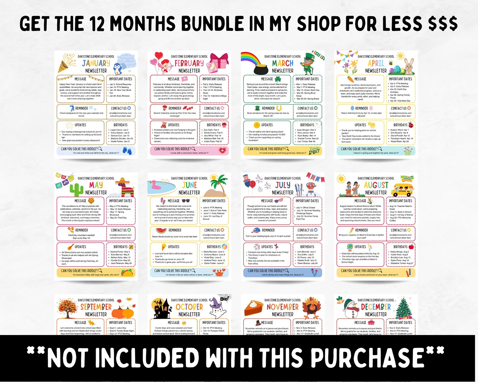 September Newsletter Template, Editable PTA PTO Monthly Newsletter ...