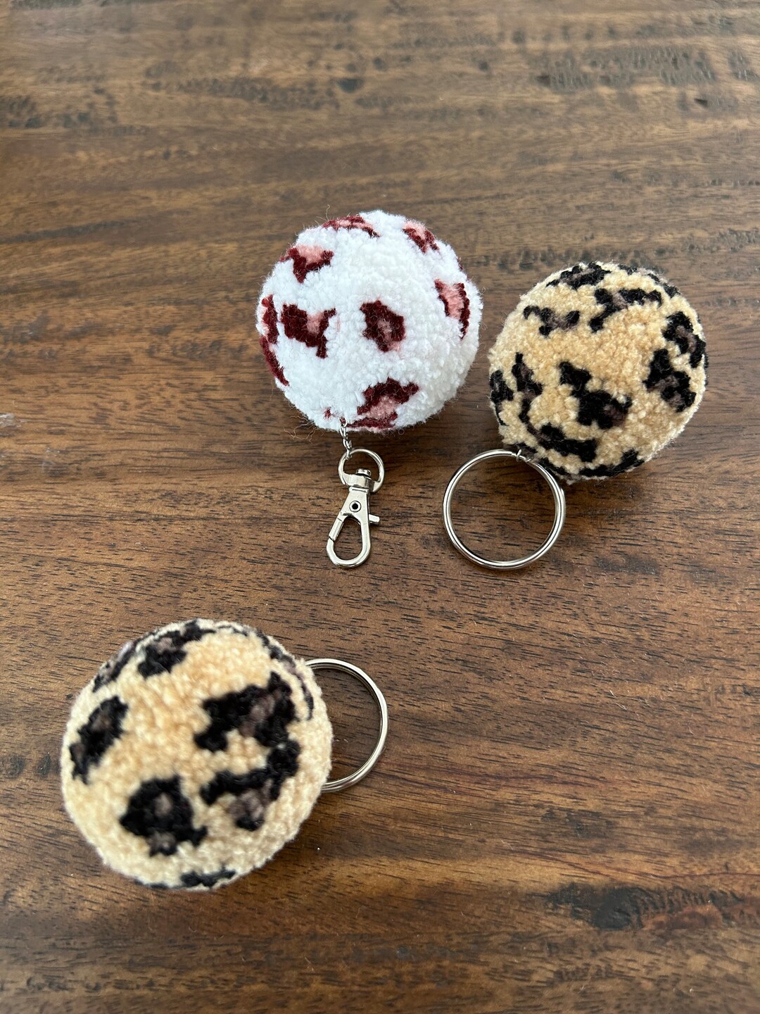 Leopard Pompom Keychains - Etsy