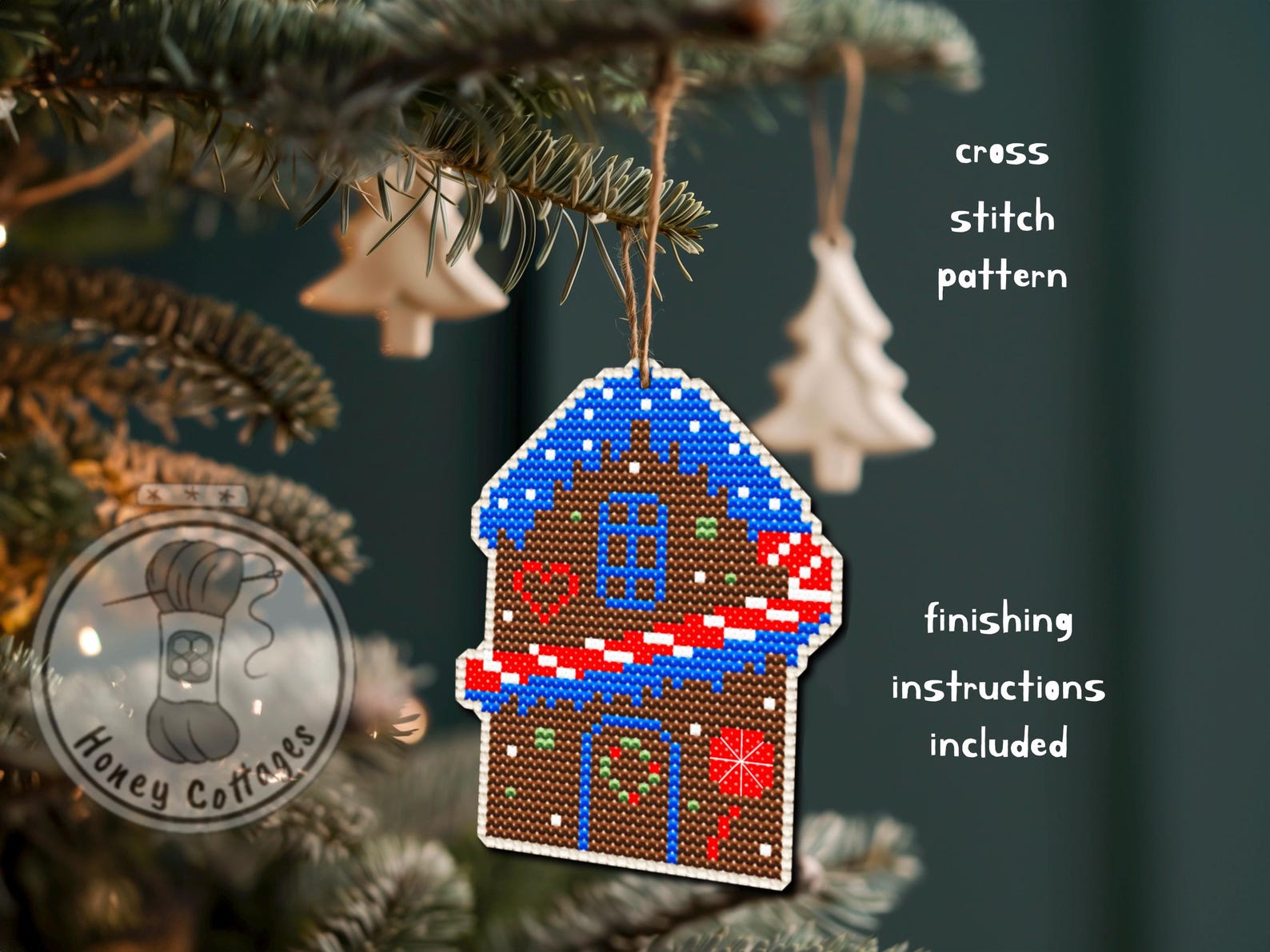 Christmas Cross Stitch, Gingerbread House Christmas Pattern, Plastic ...