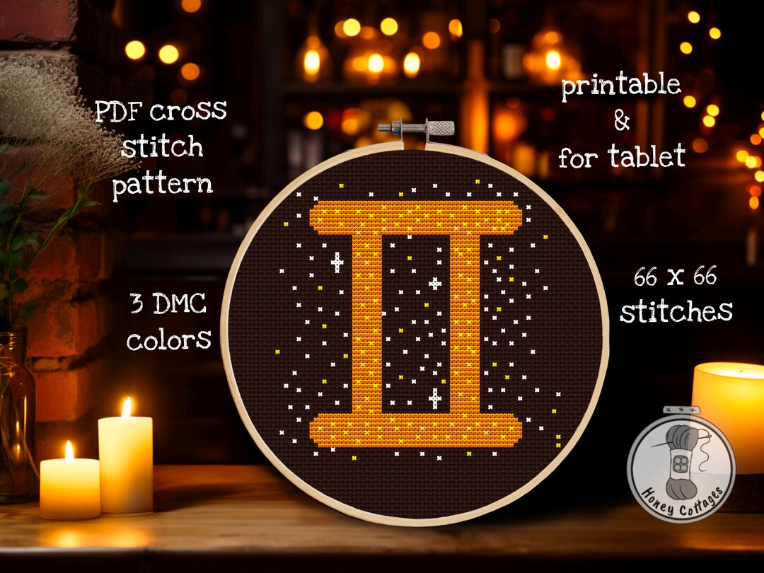 Gemini Cross Stitch Pattern, PDF Instant Download, Zodiac Cross Stitch ...