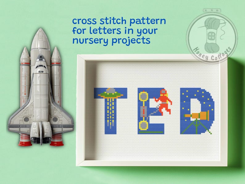 Custom Baby Name Cross Stitch Pattern, Space Cross Stitch, Baby Name ...