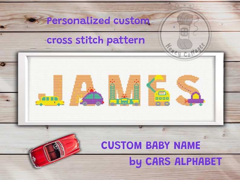 Custom Baby Name, Cross Stitch Pattern, Personalized Baby Name, Nursery ...
