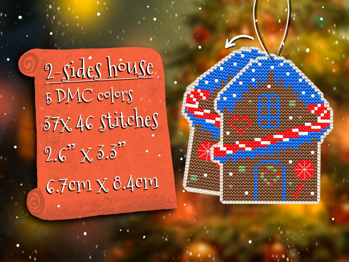 Christmas Cross Stitch, Gingerbread House Christmas Pattern, Plastic ...
