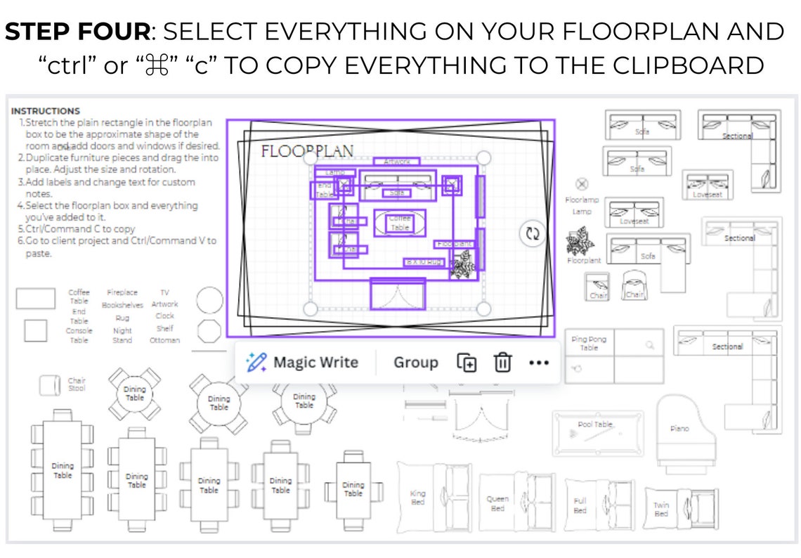 Quick and Easy Floorplan Canva Template - Etsy
