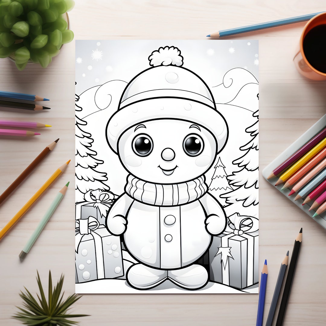 Snowman Coloring Page Snowman Coloring Page for Kids - Etsy UK