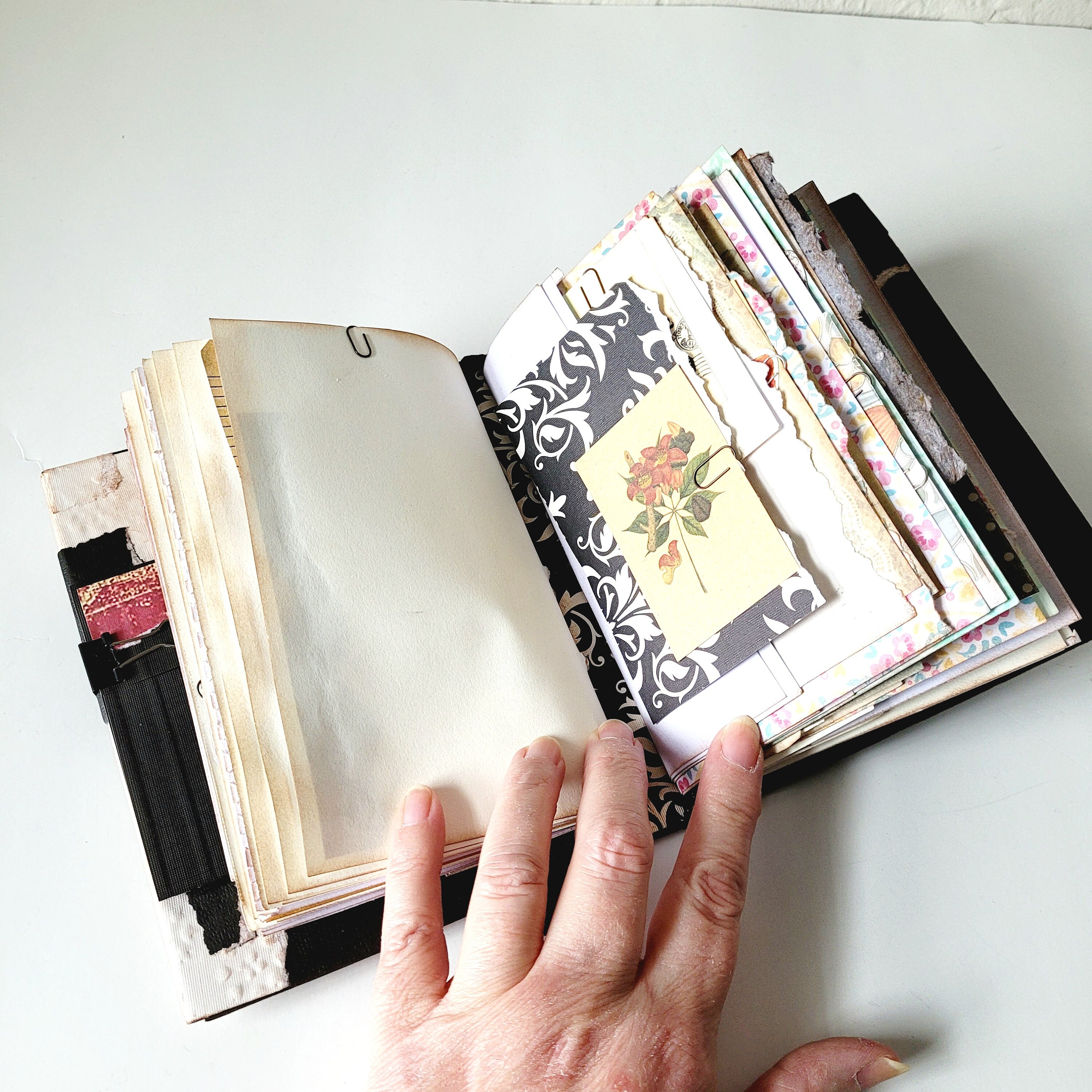 Junk Journal, Handmade Vintage Junk Journal, Black and off White ...