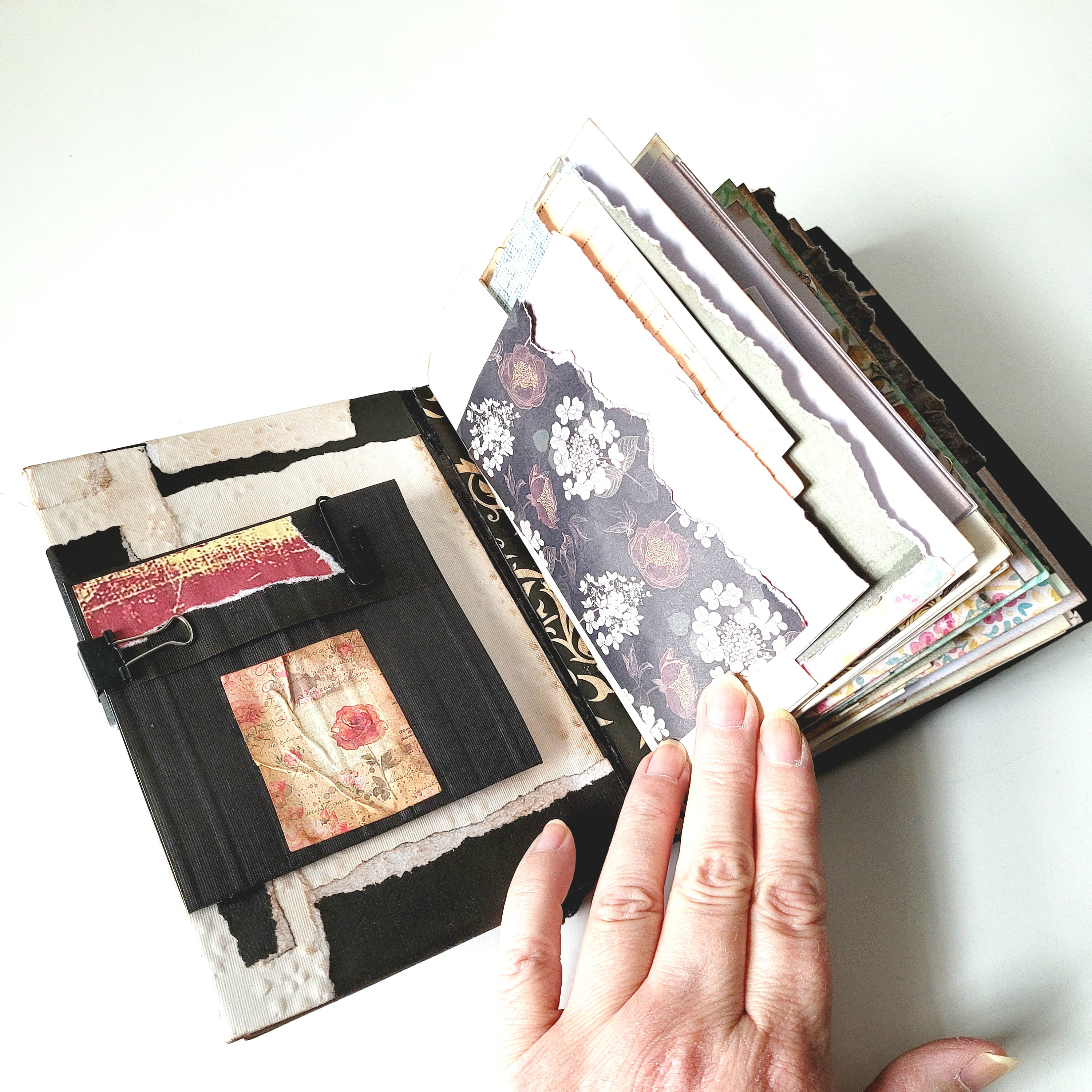 Junk Journal, Handmade Vintage Junk Journal, Black and off White ...