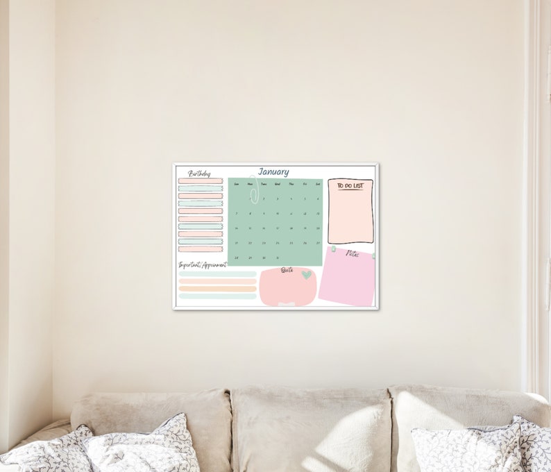 Printable Fancy Calendar 2024 With Monthly Planner. Gift for Her ...