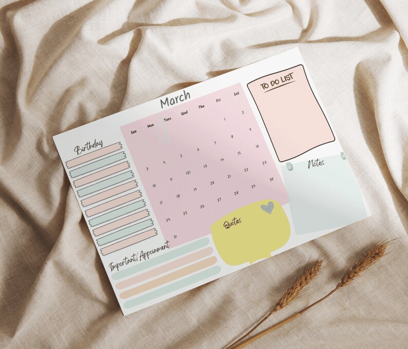 Printable Fancy Calendar 2024 With Monthly Planner. Gift for Her ...