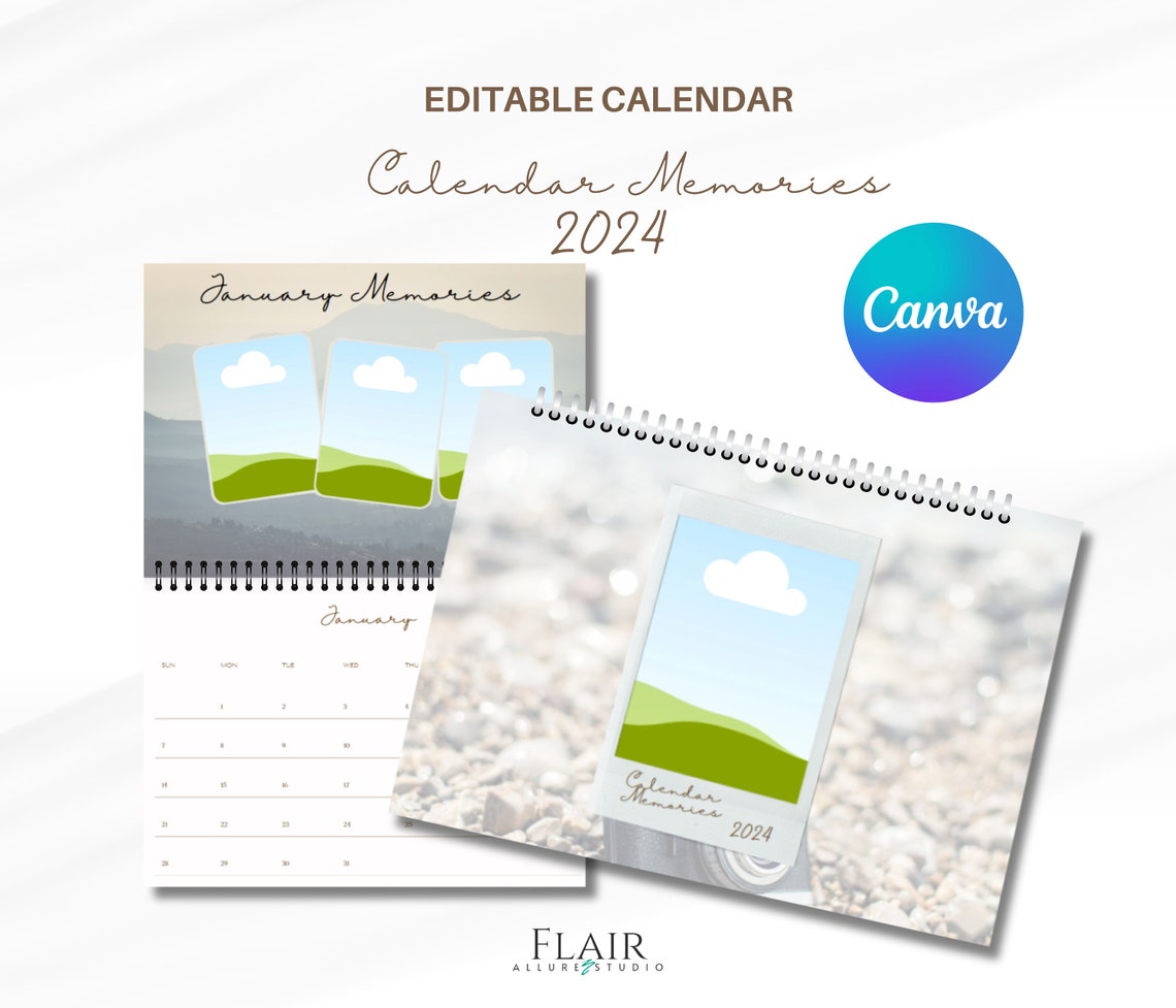 Custom Printable Calendar Memories 2024 Using Canva Template & - Etsy