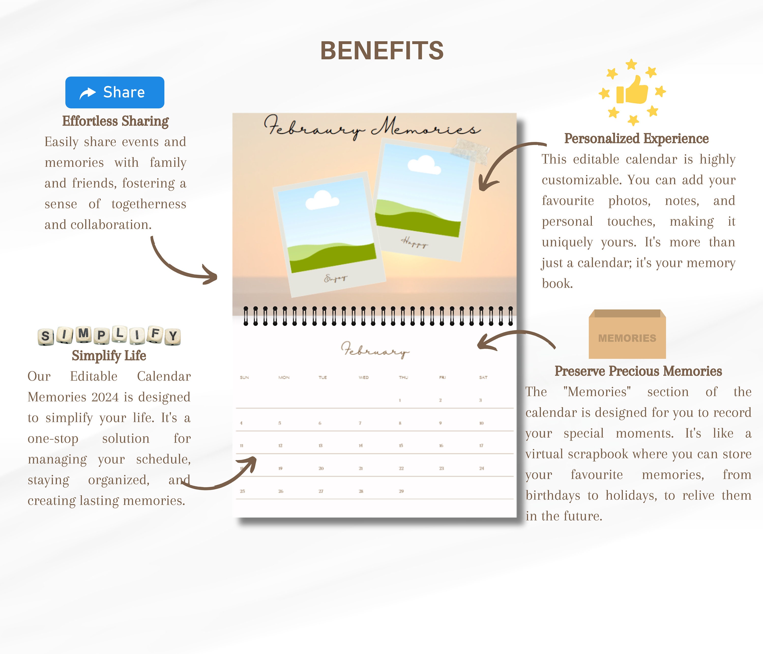 Custom Printable Calendar Memories 2024 Using Canva Template & - Etsy