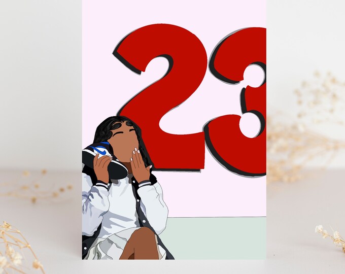 23rd Birthday Card for Her, Beautiful Birthday Cake Card With Gold ...