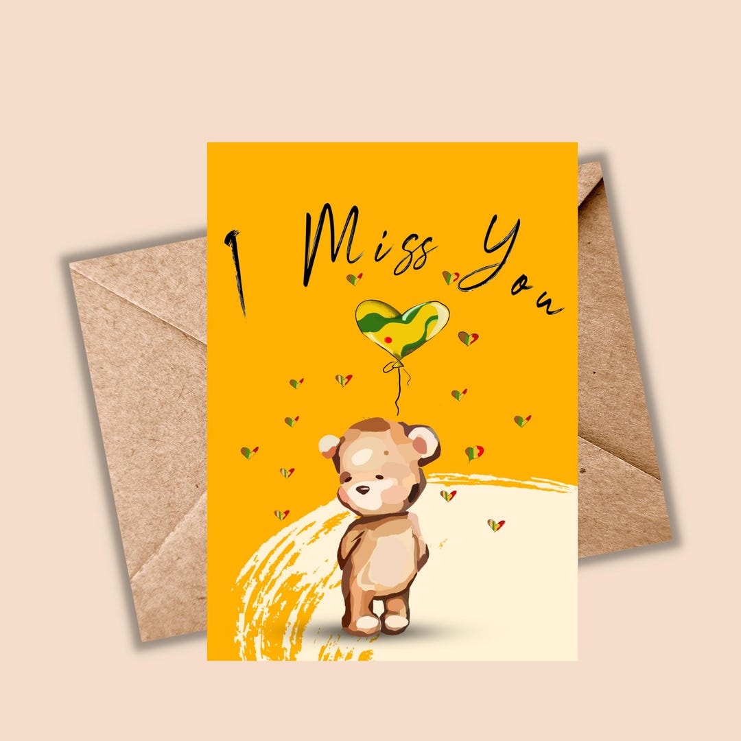 I Miss You Card, Miss You, Teddy Bear, Sentimental Card - Etsy