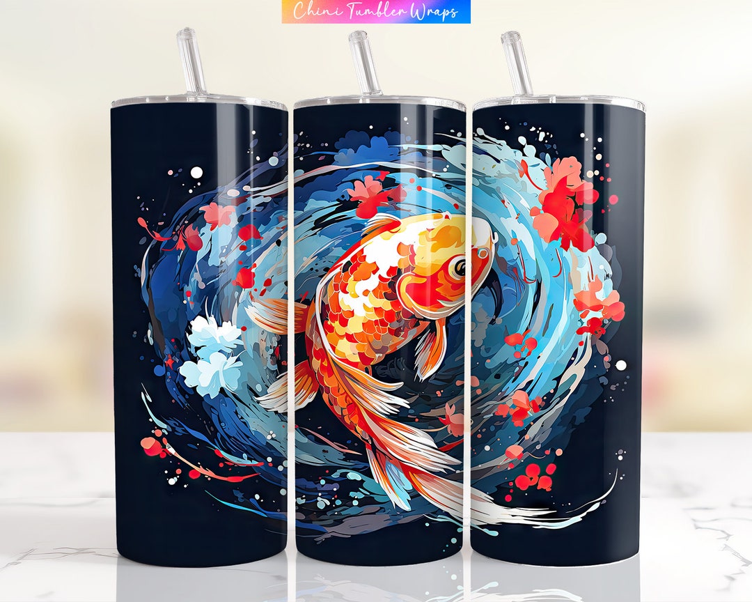 Koi Fisch Tumbler Wrap PNG, 20 Unzen Skinny Tumbler Sublimation Designs ...