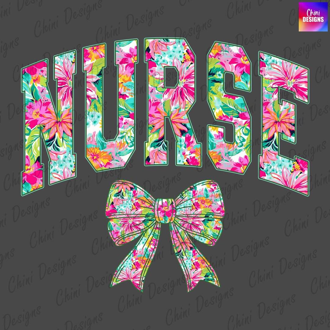 Floral Nurse PNG, Summer Nurse PNG, Spring Nurse, Varsity Nurse PNG ...