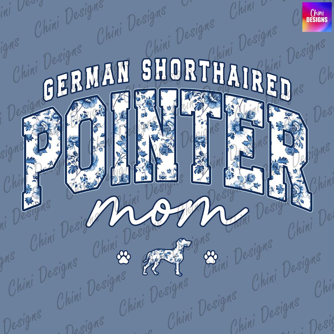 Floral GSP Mom PNG, Chinoiserie German Shorthaired Pointer Mom Design ...