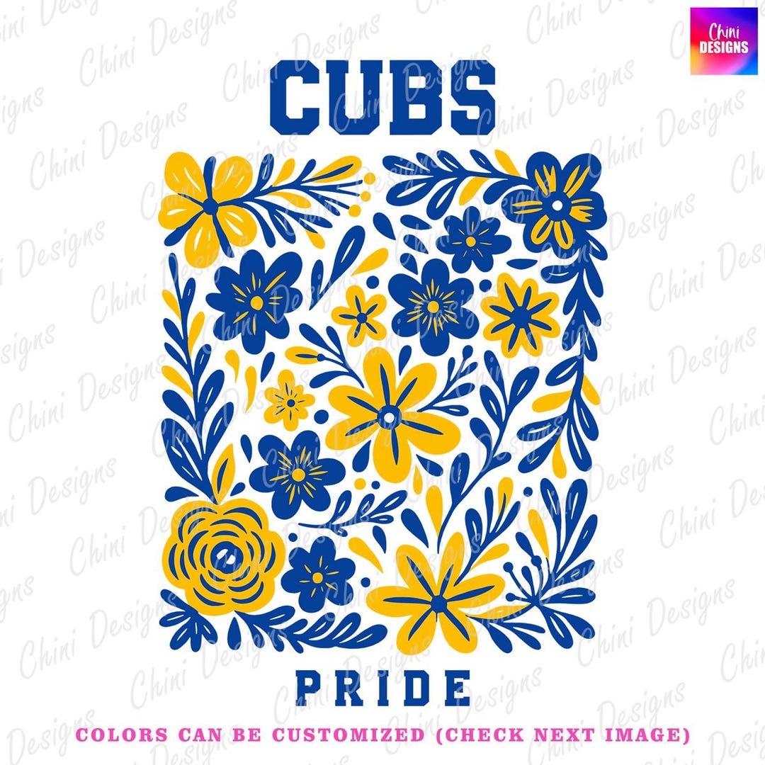 Floral Cubs PNG, Blue Yellow Sports Team Mascot, Cubs Game Day ...