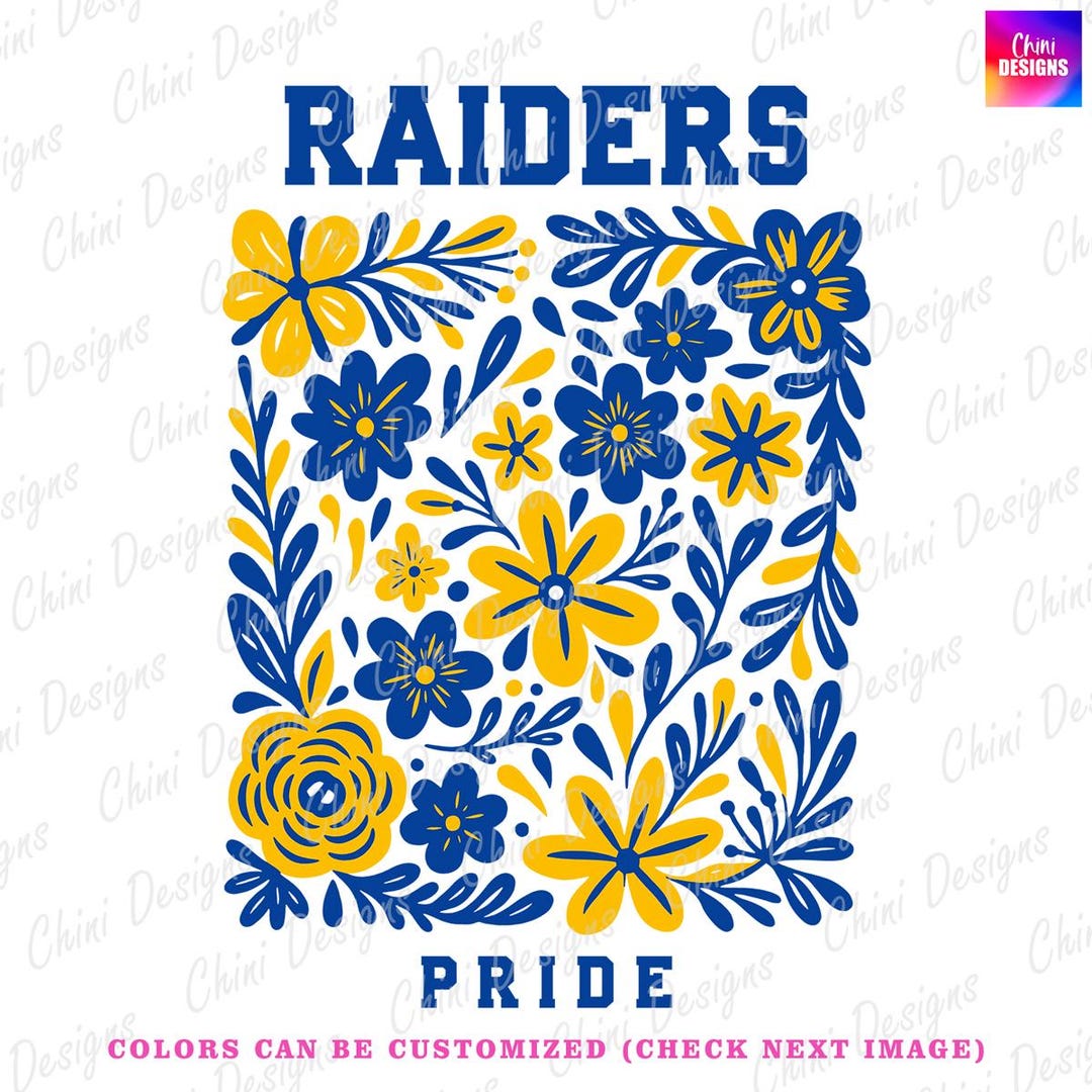 Floral Raiders PNG, Blue Yellow Sports Team Mascot, Raiders Game Day ...
