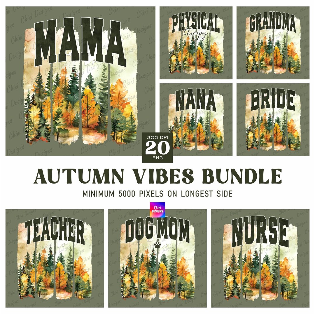 Fall Mama PNG, Autumn Design Bundle, Brushstroke Bundle, Fall Tress ...