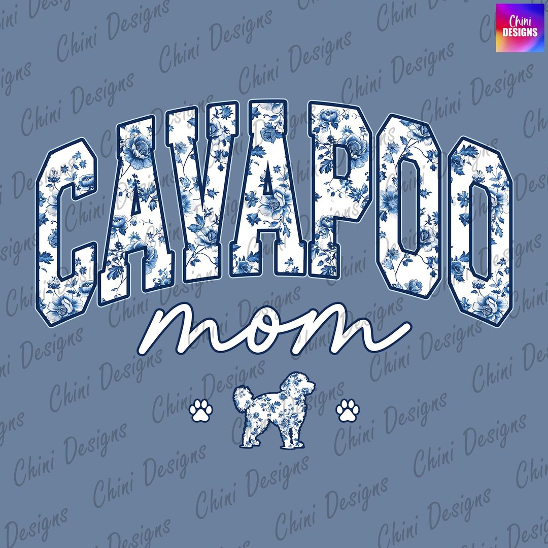 Floral Cavapoo Mom PNG, Chinoiserie Cavapoo Mom Design, Cavapoo Dog Mom, Cavapoo Clipart, Tshirt ...