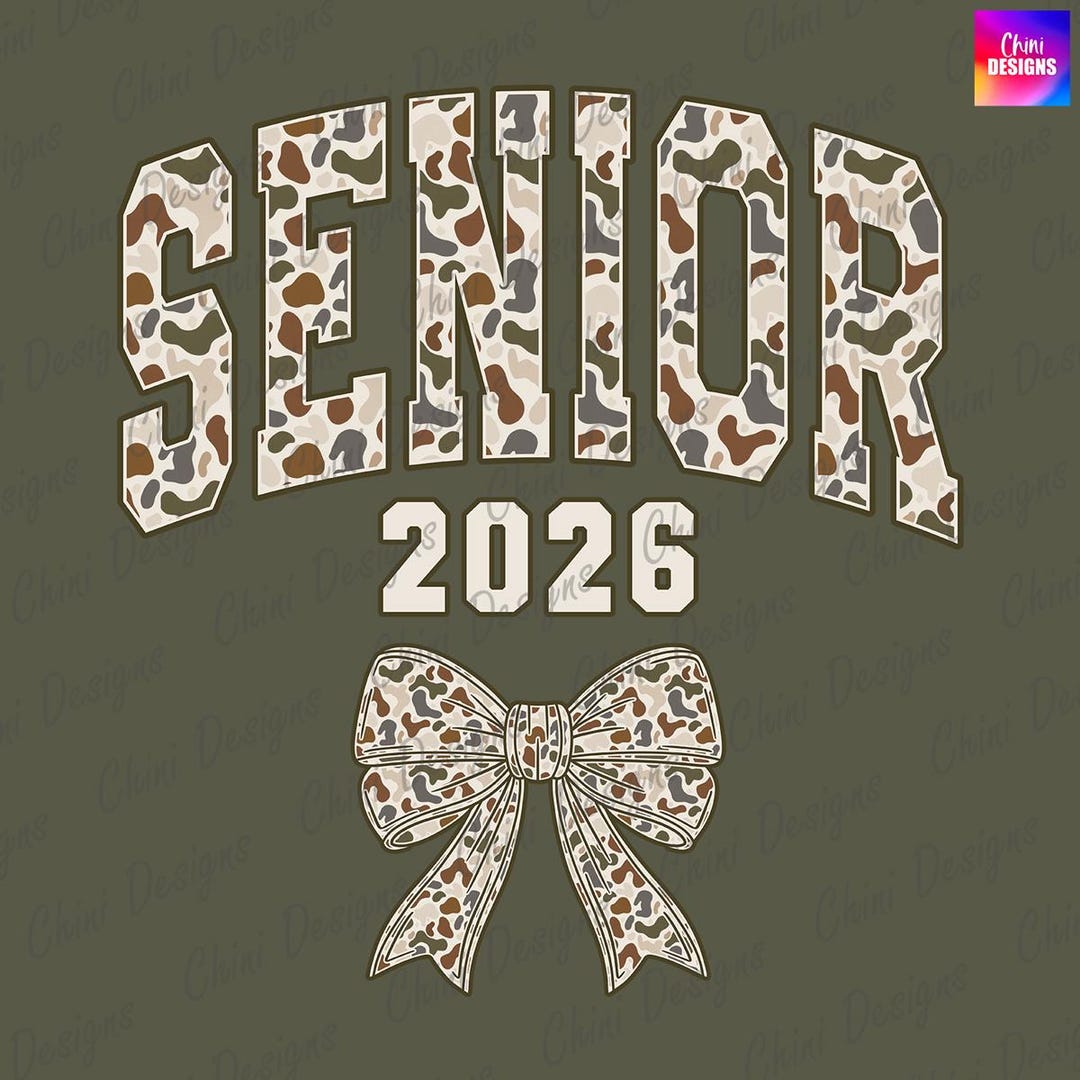 Camo Senior 2026 PNG, Retro Camouflage Senior 2026 Design, Coquette ...