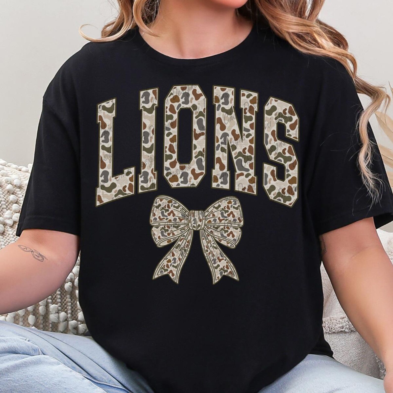 Camo Lions PNG, School Team Mascot Lions Design, Retro Camouflage Lions ...