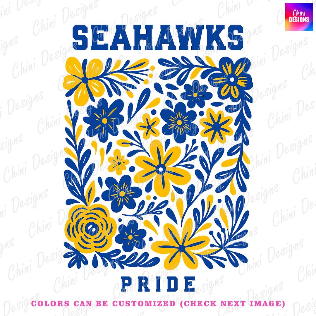Floral Seahawks PNG, Blue Yellow Sports Team Mascot, Seahawks Game Day ...