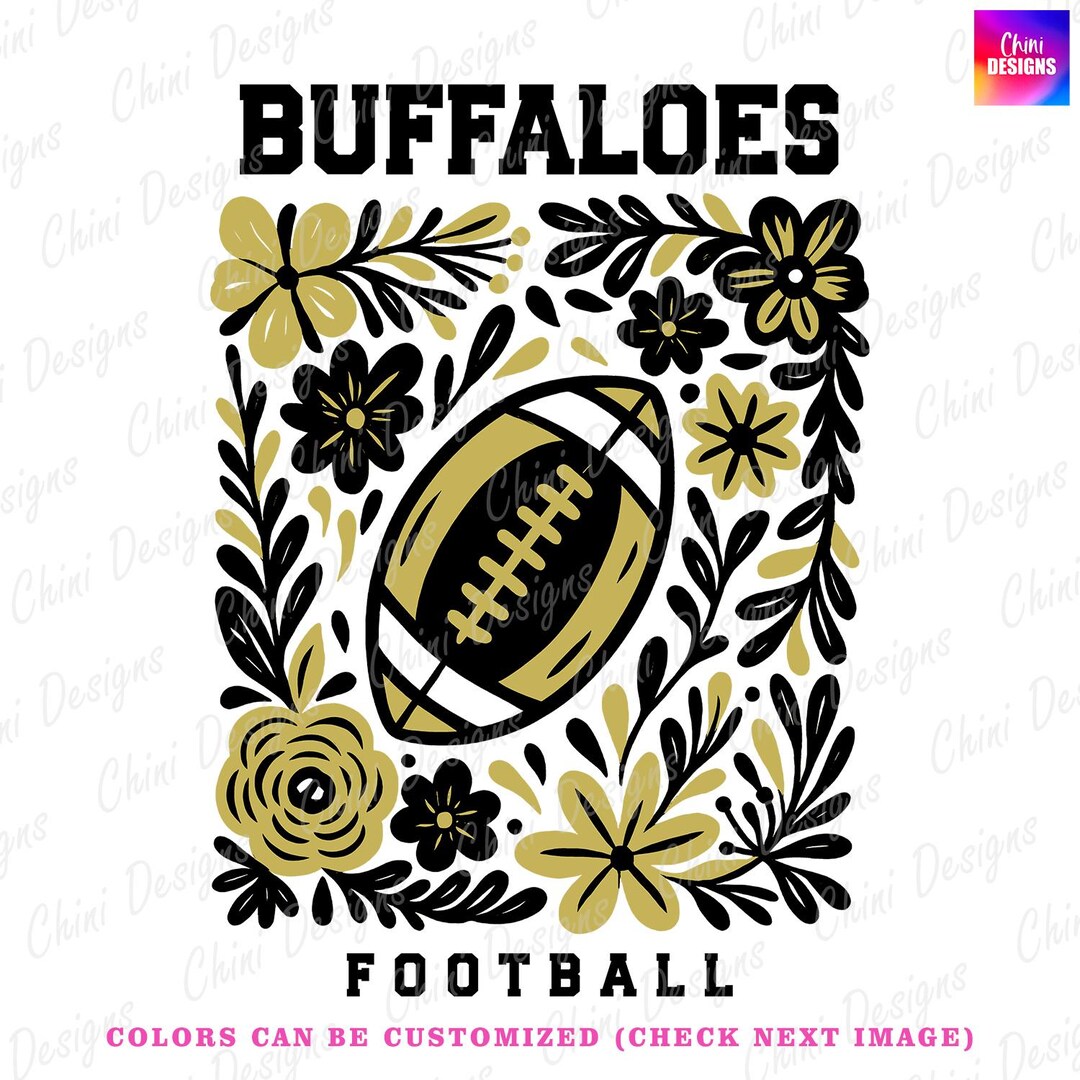 Floral Buffaloes PNG, Black Gold Football Team Mascot, Buffaloes Game ...