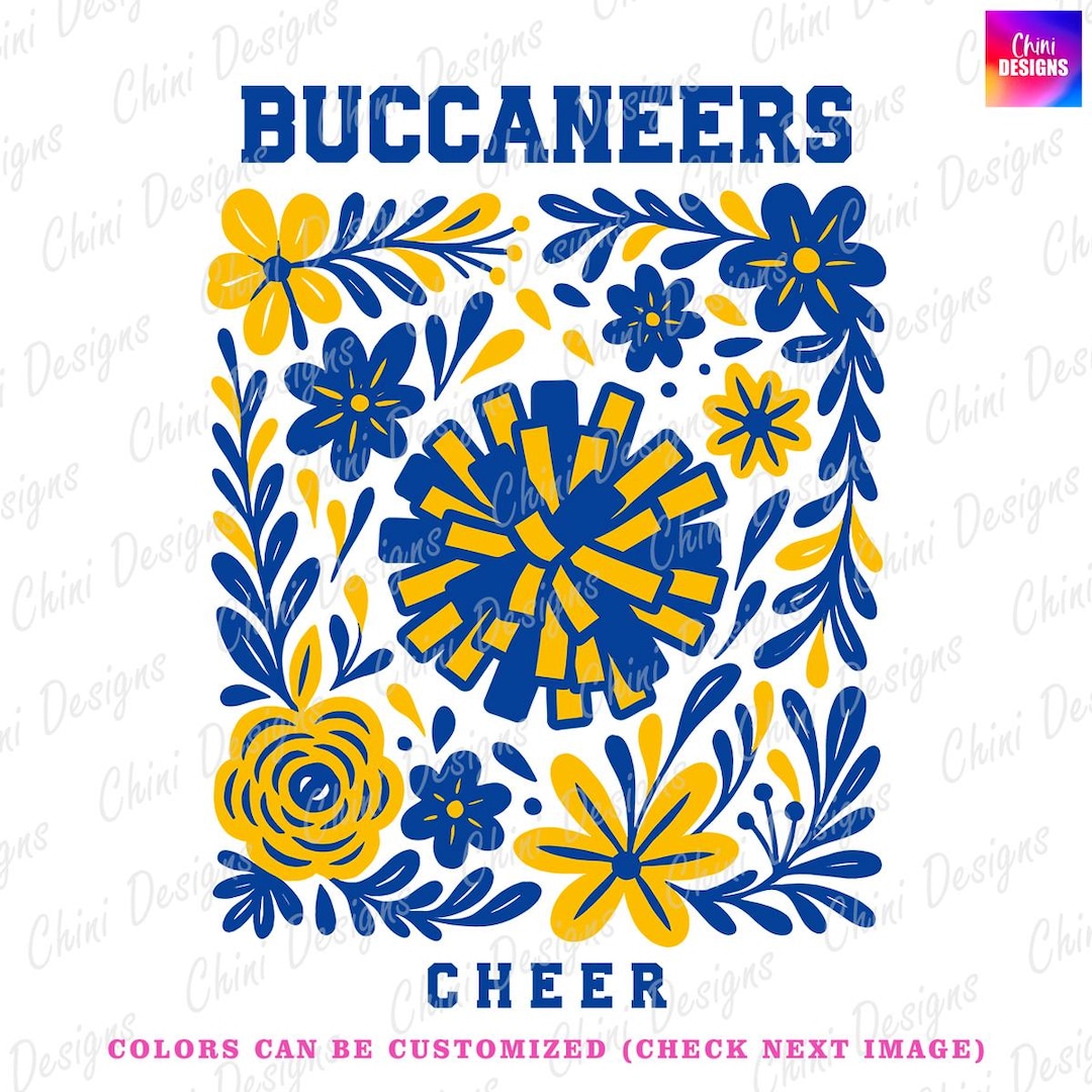 Floral Buccaneers PNG, Blue Yellow Cheer Buccaneers Design, School Team ...