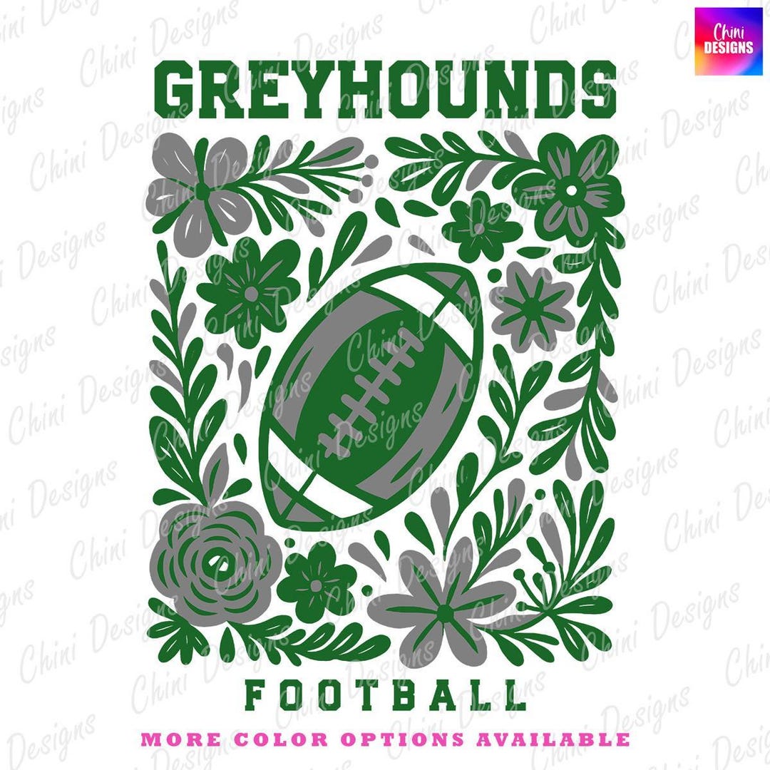 Floral Greyhounds PNG, School Team Mascot Greyhounds Design, Green Grey ...
