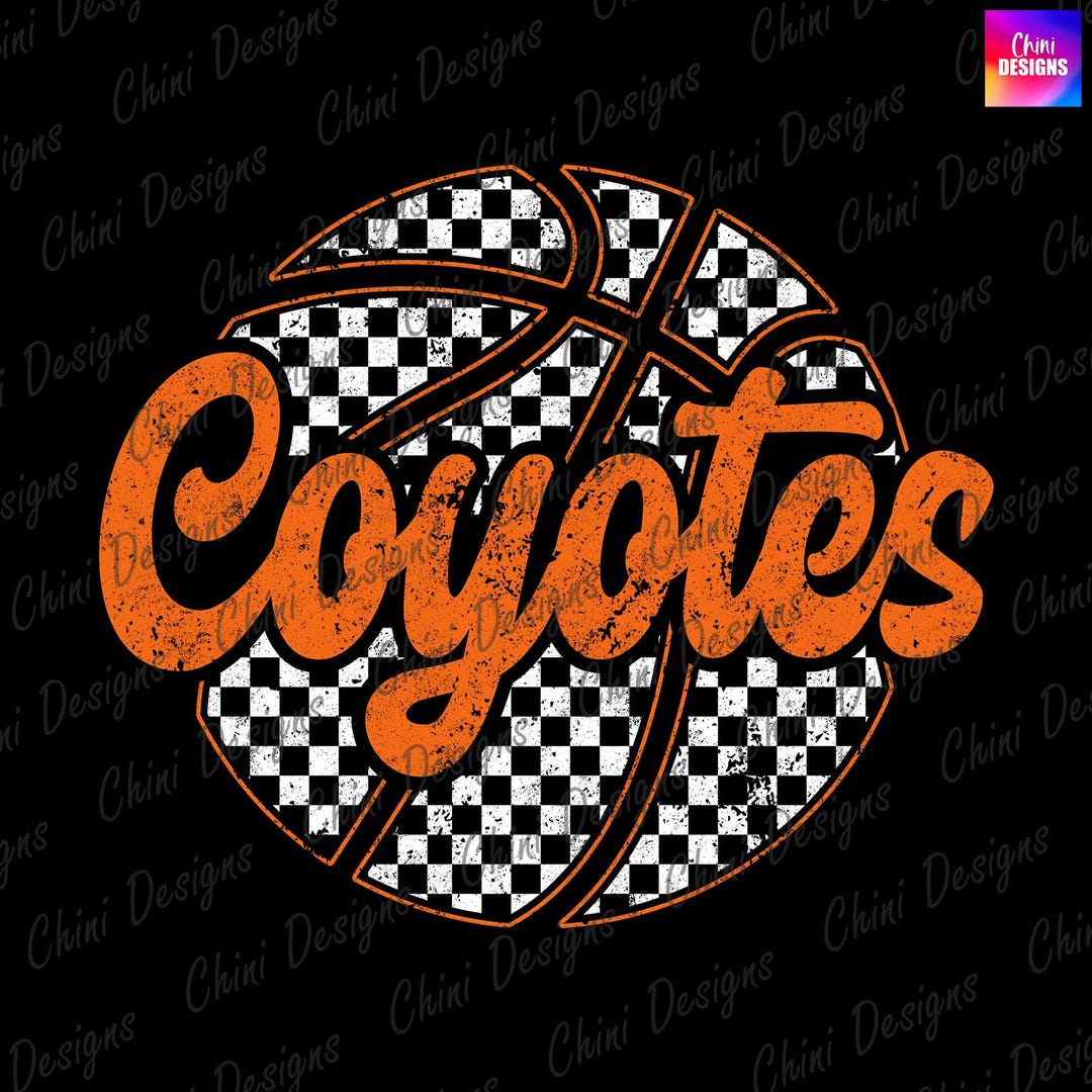 Basketball Coyotes PNG, Checkered Sports Team Mascot, Retro Coyotes ...
