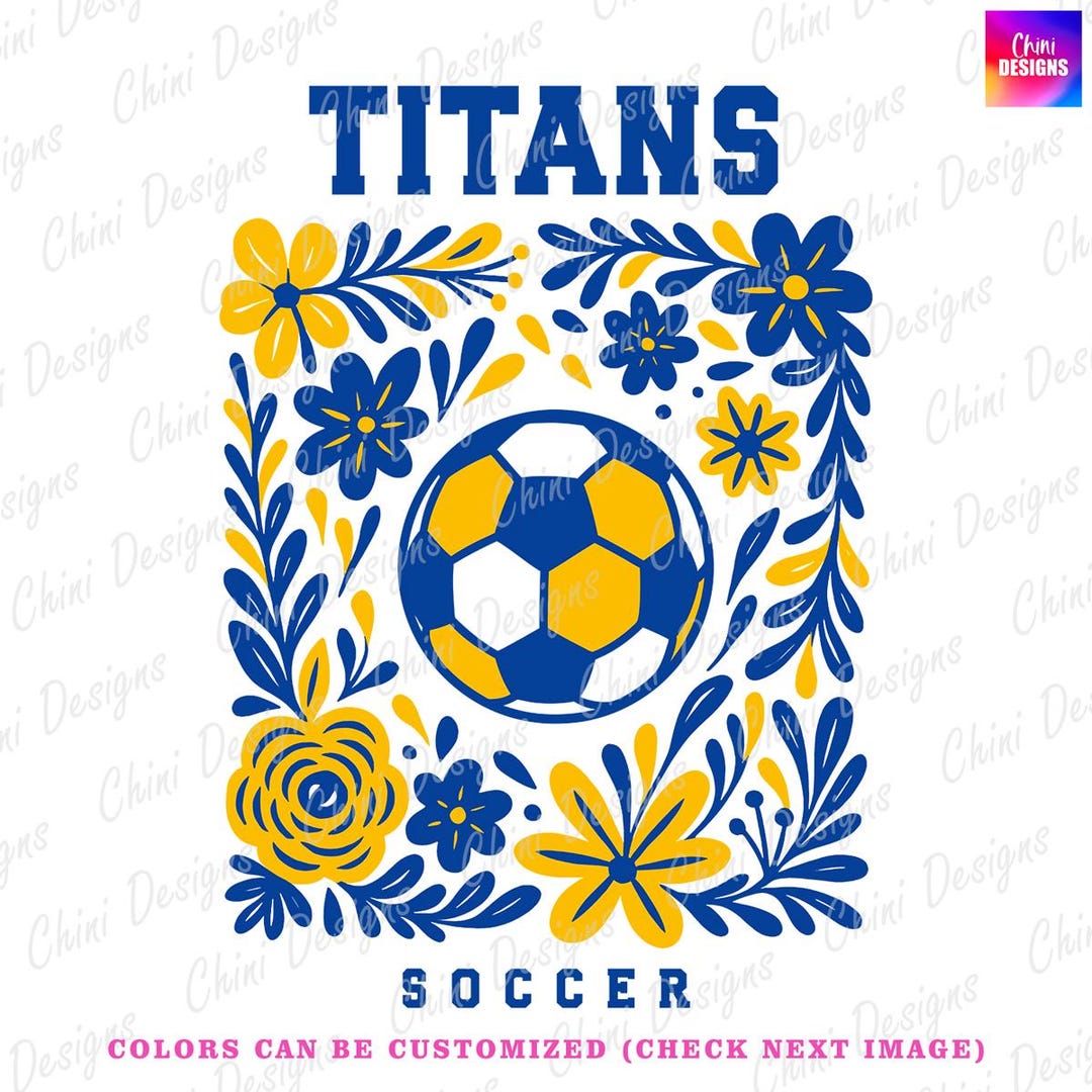 Floral Titans PNG, Blue Yellow Soccer Titans Design, School Team Mascot ...