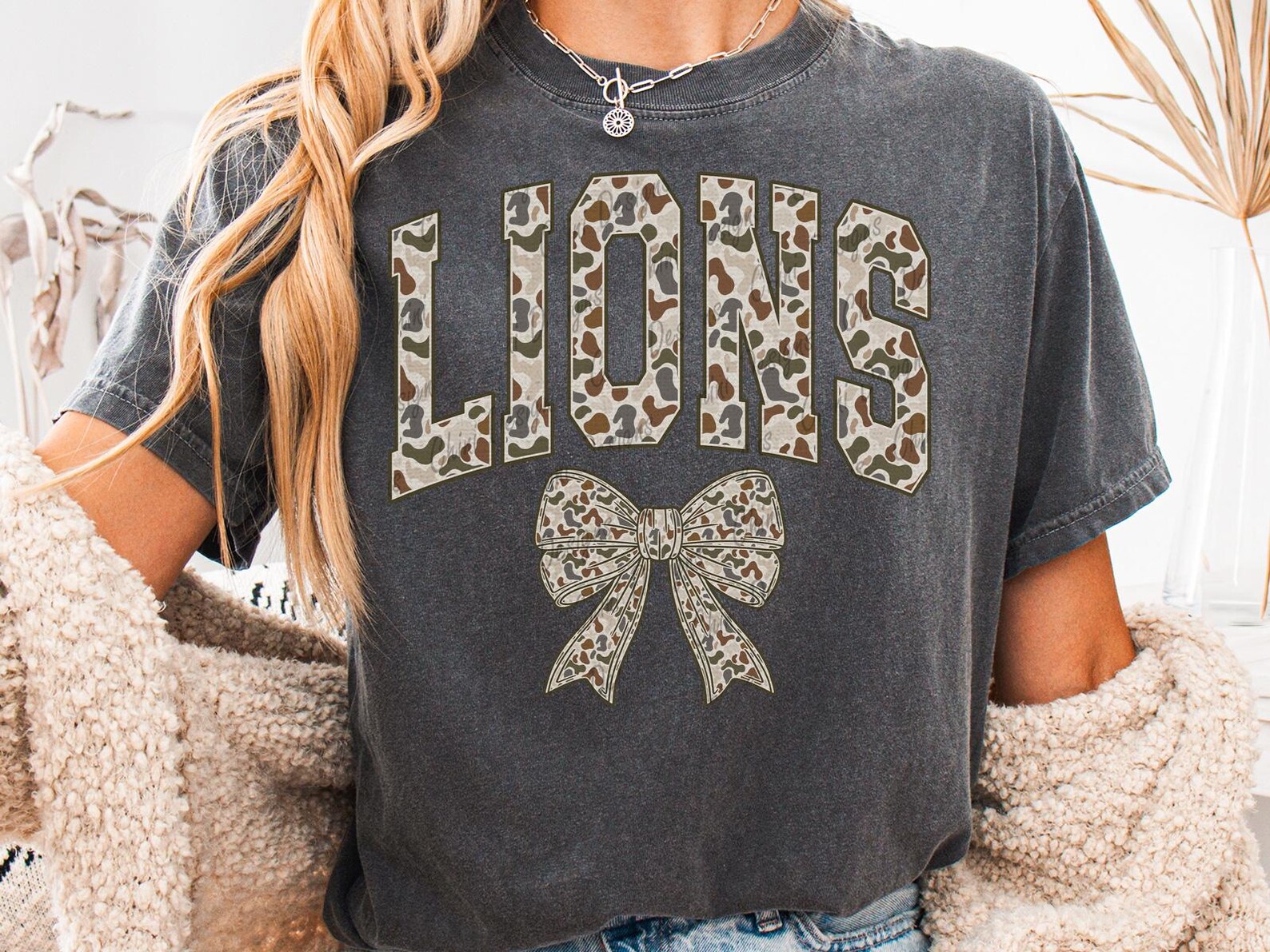 Camo Lions PNG, School Team Mascot Lions Design, Retro Camouflage Lions ...