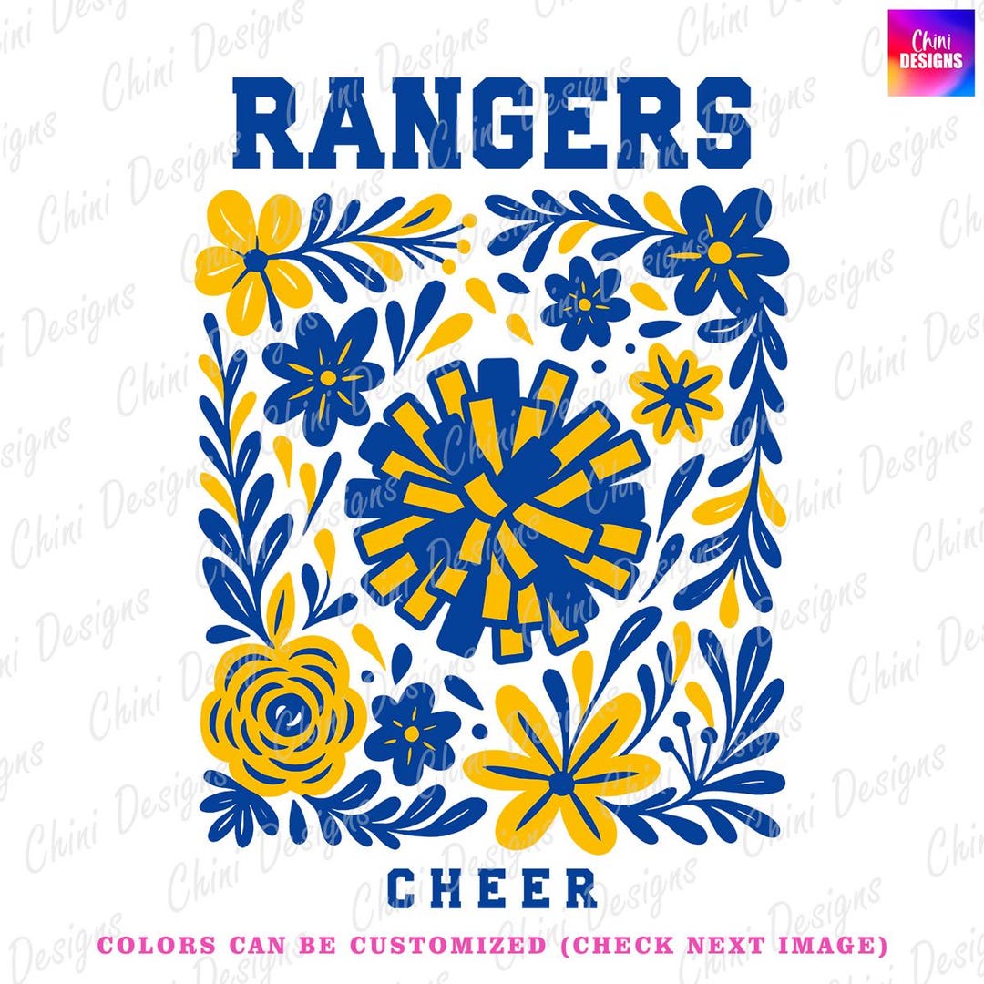 Floral Rangers PNG, Blue Yellow Cheer Rangers Design, School Team ...