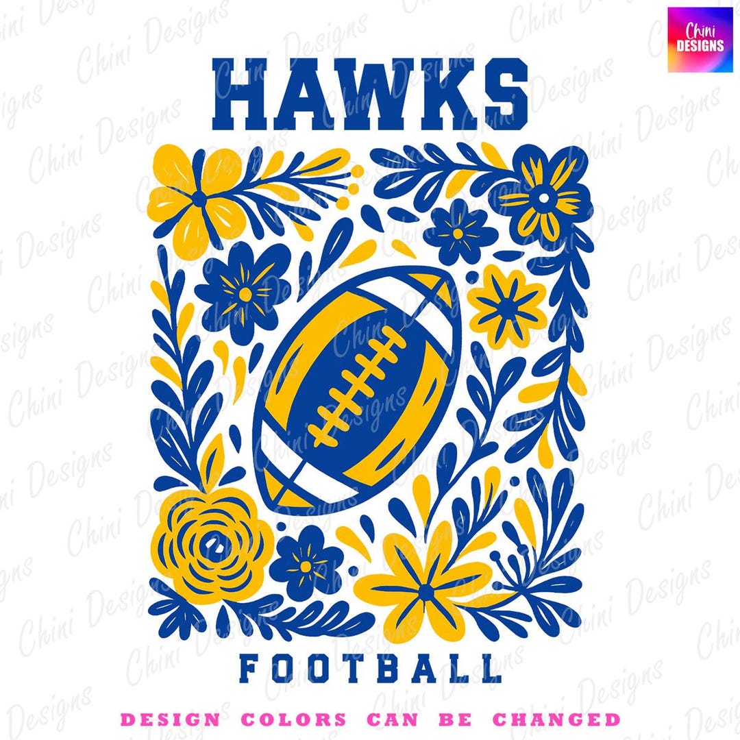 Floral Hawks PNG, School Team Mascot Hawks Design, Blue Yellow Football ...