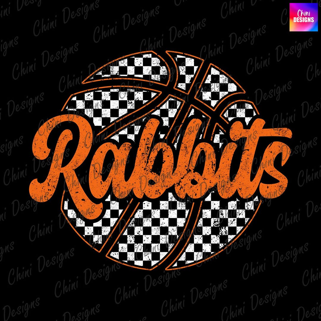 Basketball Rabbits PNG, Checkered Sports Team Mascot, Retro Rabbits ...